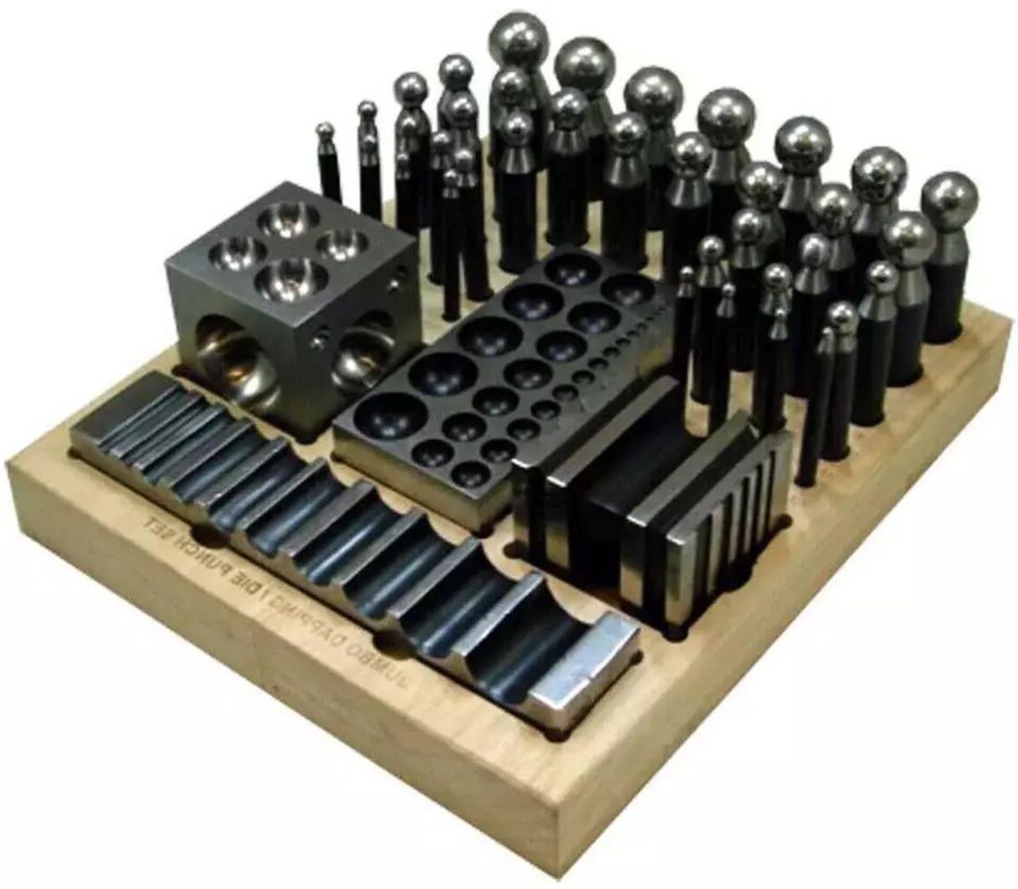 40pcs Jumbo Doming Block & Punch Set Made of Steel Dapping Die Jeweller ...