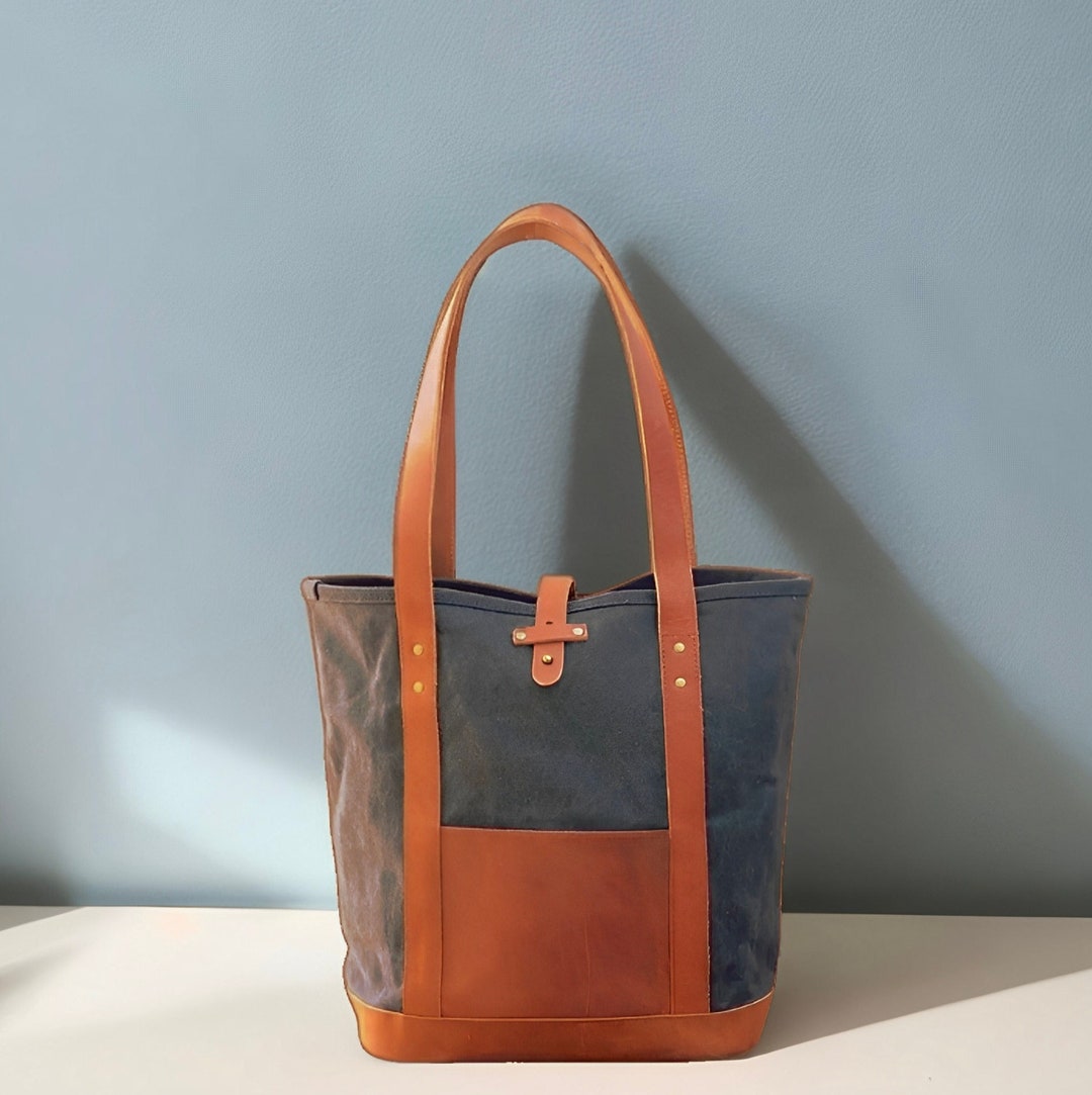 Classic Waxed Canvas and Leather Tote Bag the Perfect Gift - Etsy