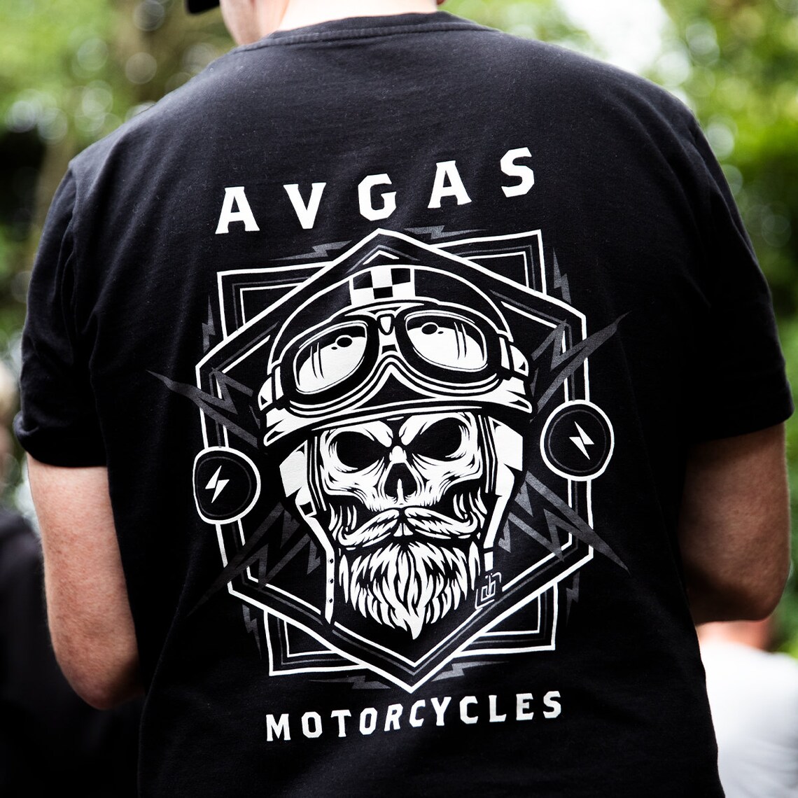 Avgas | Motorcycles | Bearded Skull Racer | T-shirt | Black | Adult ...