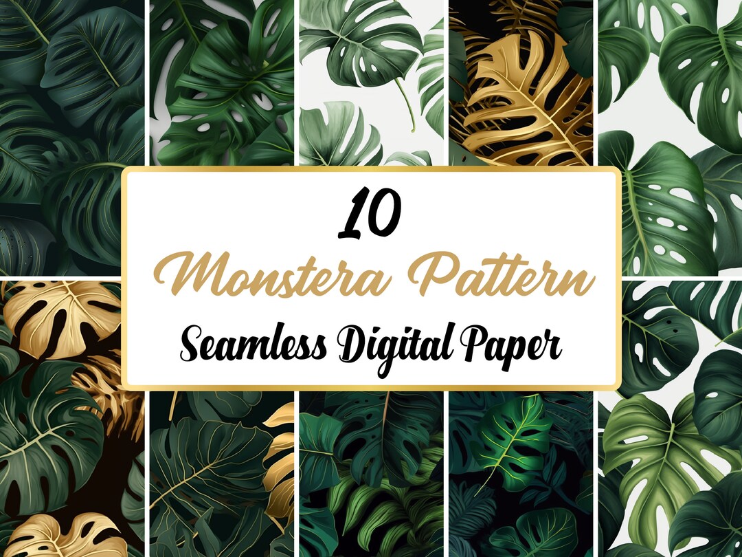 Monstera Leaf Pattern Digital Paper Scrapbooking Monstera Background ...