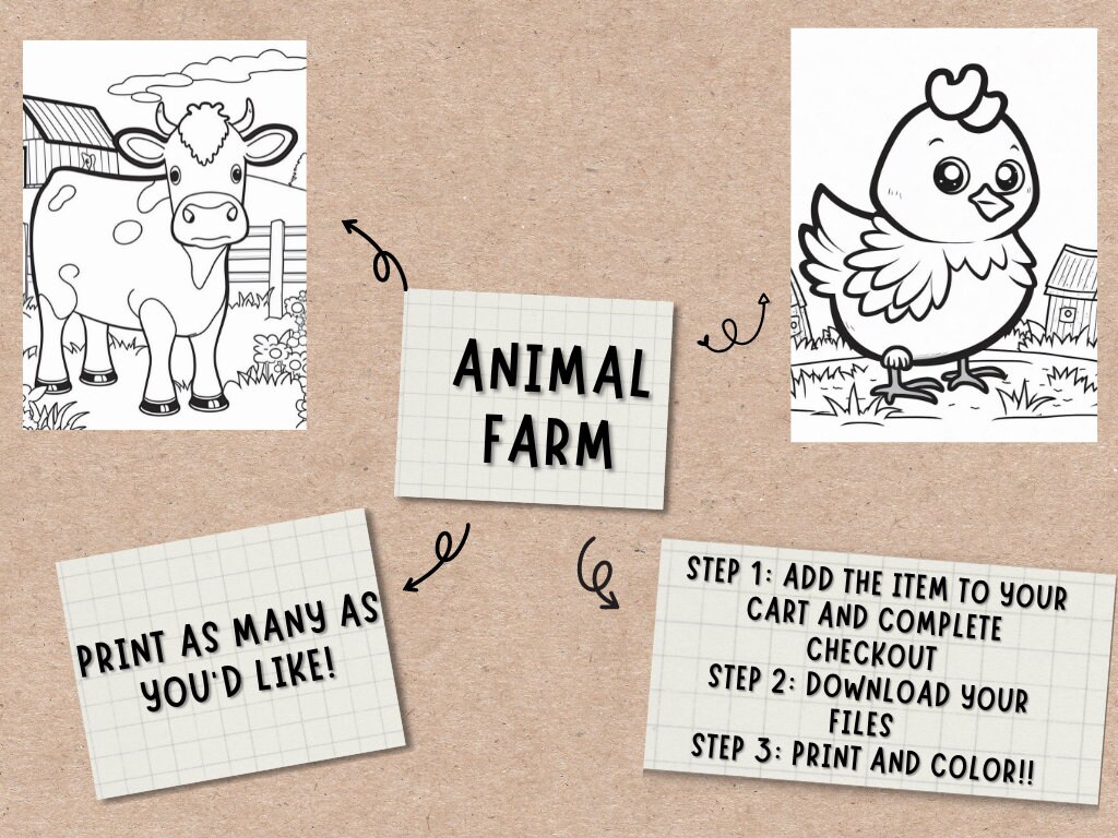 Printable Farm Animals Coloring Book - Instant Download, Eco-friendly ...
