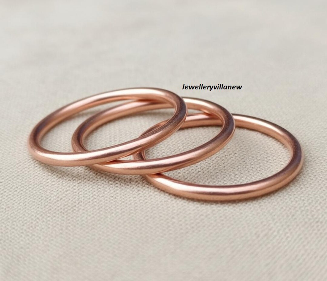 Handmade Copper Ring Set, Boho Stackable Band Rings - Etsy