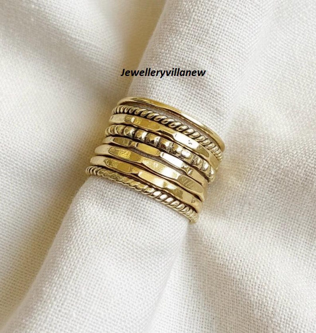 Handmade Brass Stacking Ring Set, Boho Hippie Style - Etsy