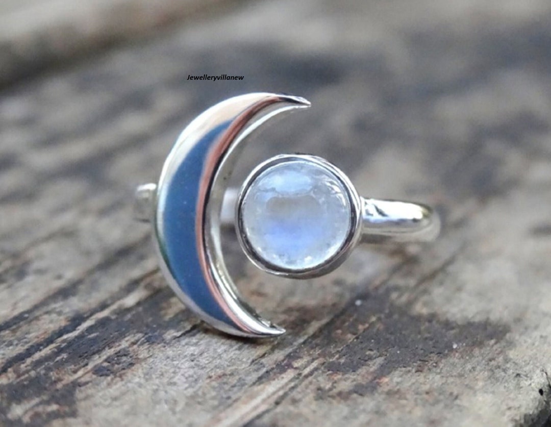 Half Moon Shape Ring, Moonstone Ring, 925 Sterling Silver, Handmade ...