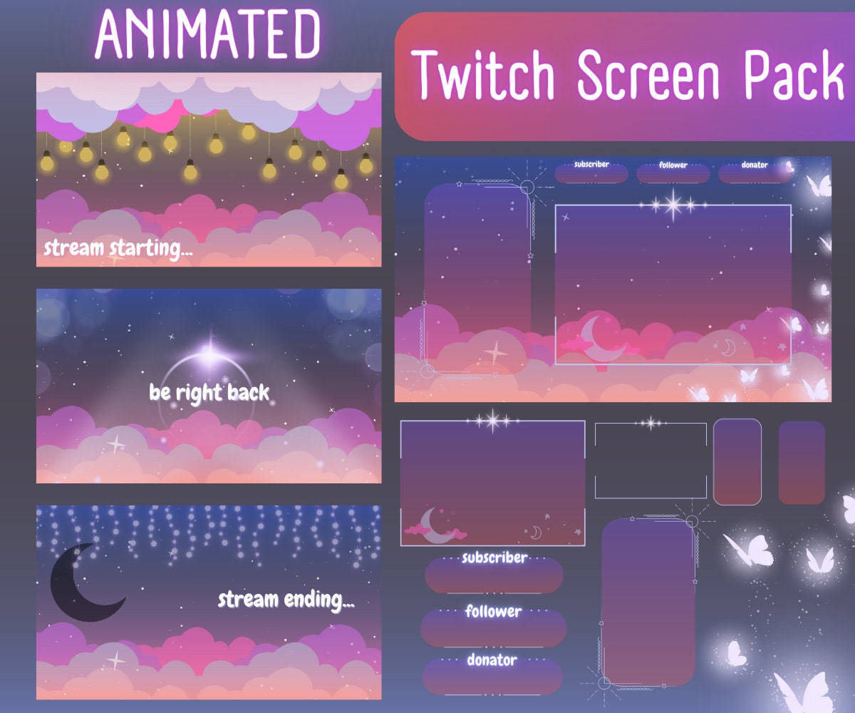 Cozy Cloudy Night Animated Twitch Screen Set! - Etsy