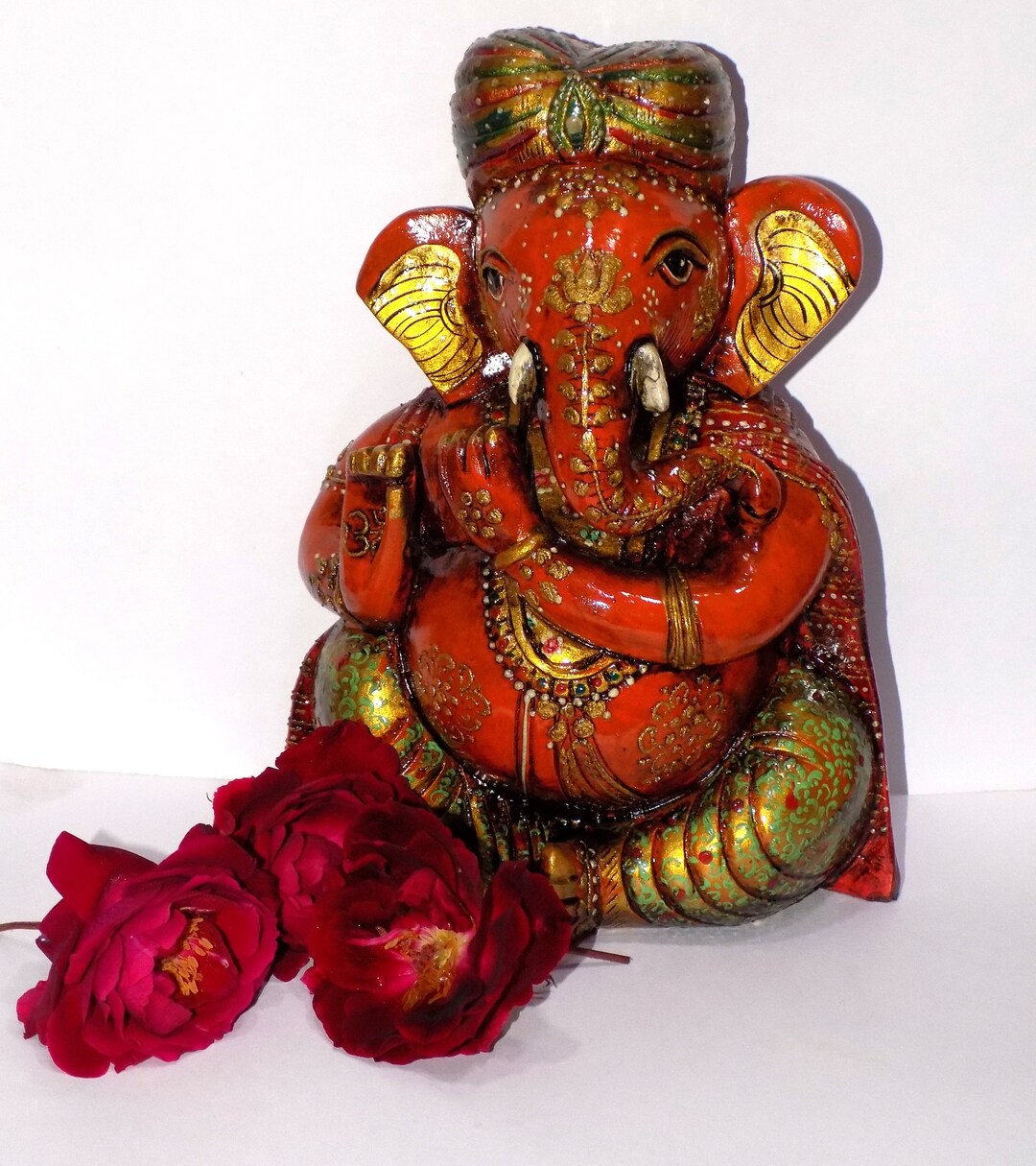Wooden Ganesha Statue Large, Hand Carved Wooden Ganesh Statue Big ...