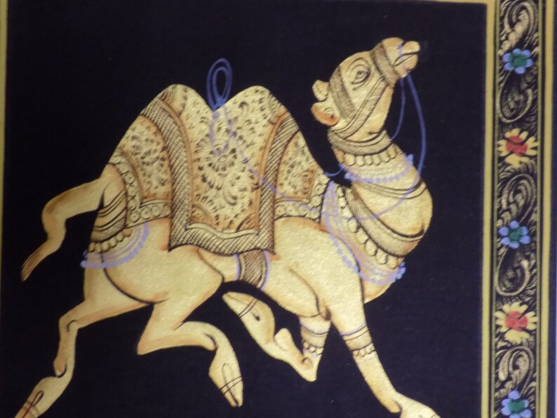 Camel Painting Hand-painted Desert Landscape Art, Exotic Wall Decor ...