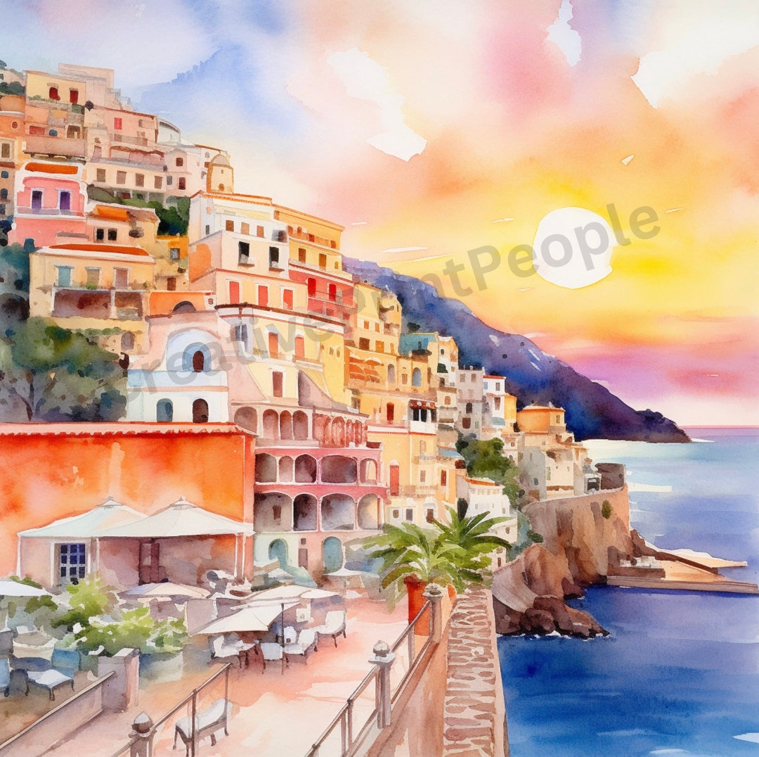 Amalfi Coast Watercolour Art, Amalfi Coast Print, Original Art, Italy ...