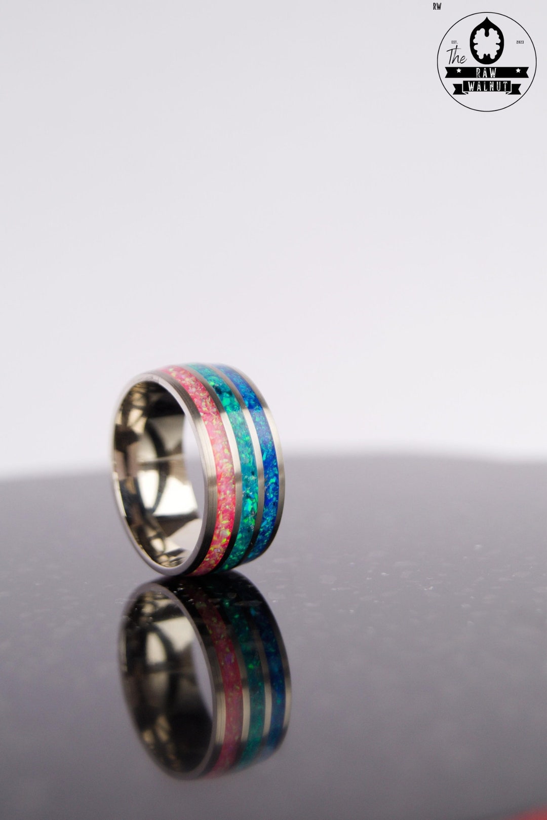 Triple Channel Titanium Core With Multicoloured Crushed Opals / 10mm in ...