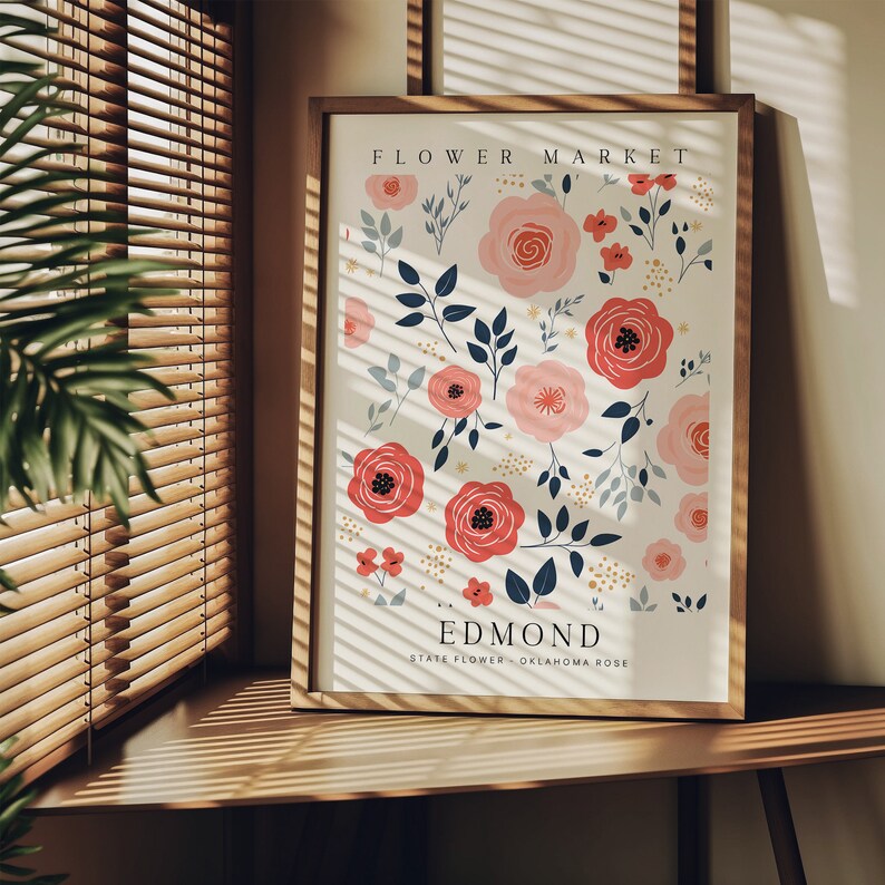 Edmond Oklahoma Flower Market Art Print, Edmond USA City Print, Edmond ...
