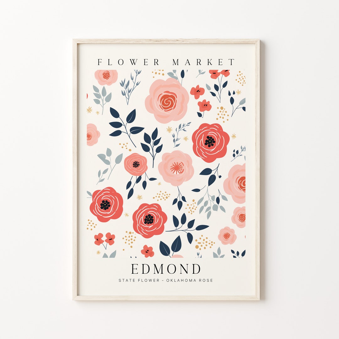 Edmond Oklahoma Flower Market Art Print, Edmond USA City Print, Edmond ...