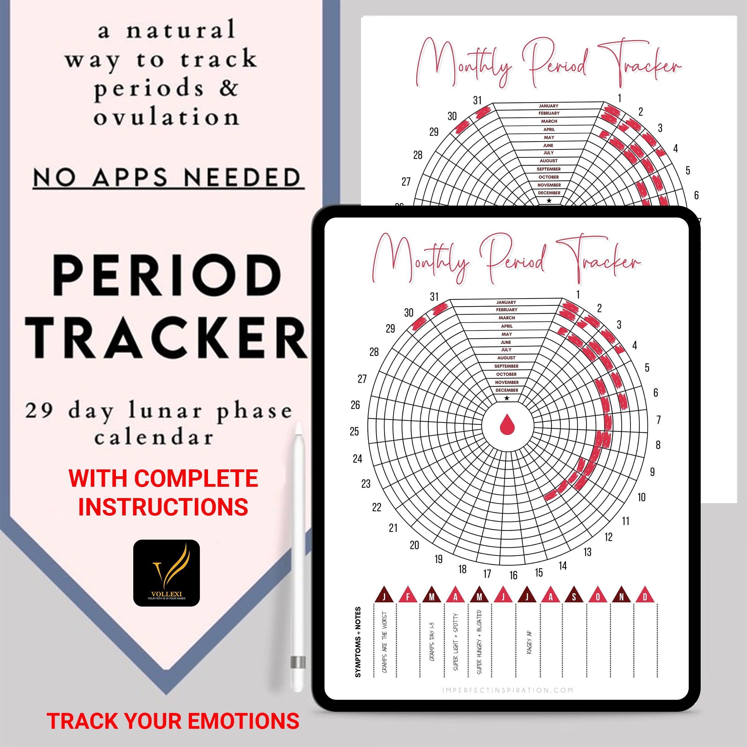 Period Tracker, Ovulation, Mood Tracker, With Lunar Cycle Planner ...