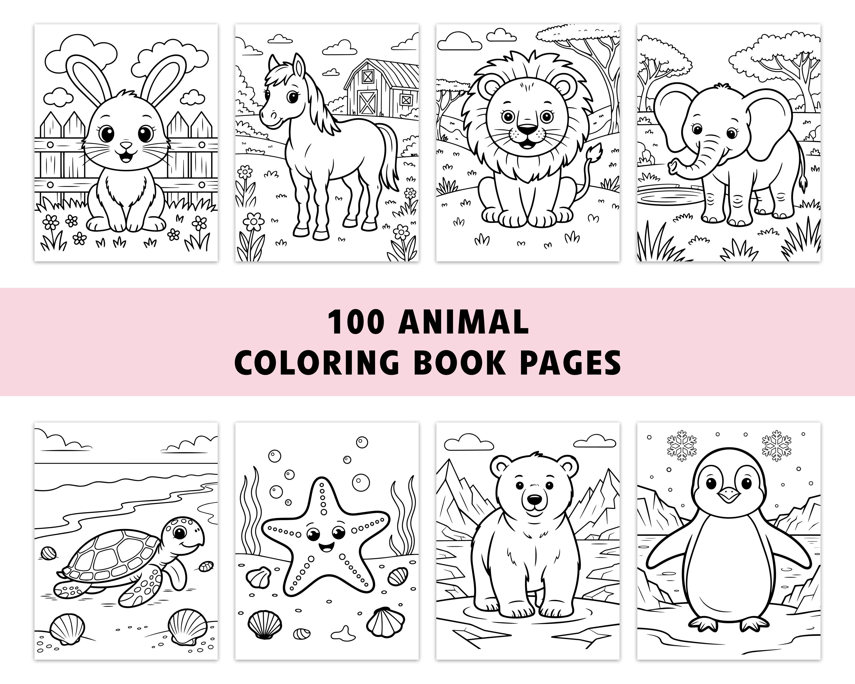 100 Animal Coloring Pages – Printable Coloring Book for Kids – Woodland ...