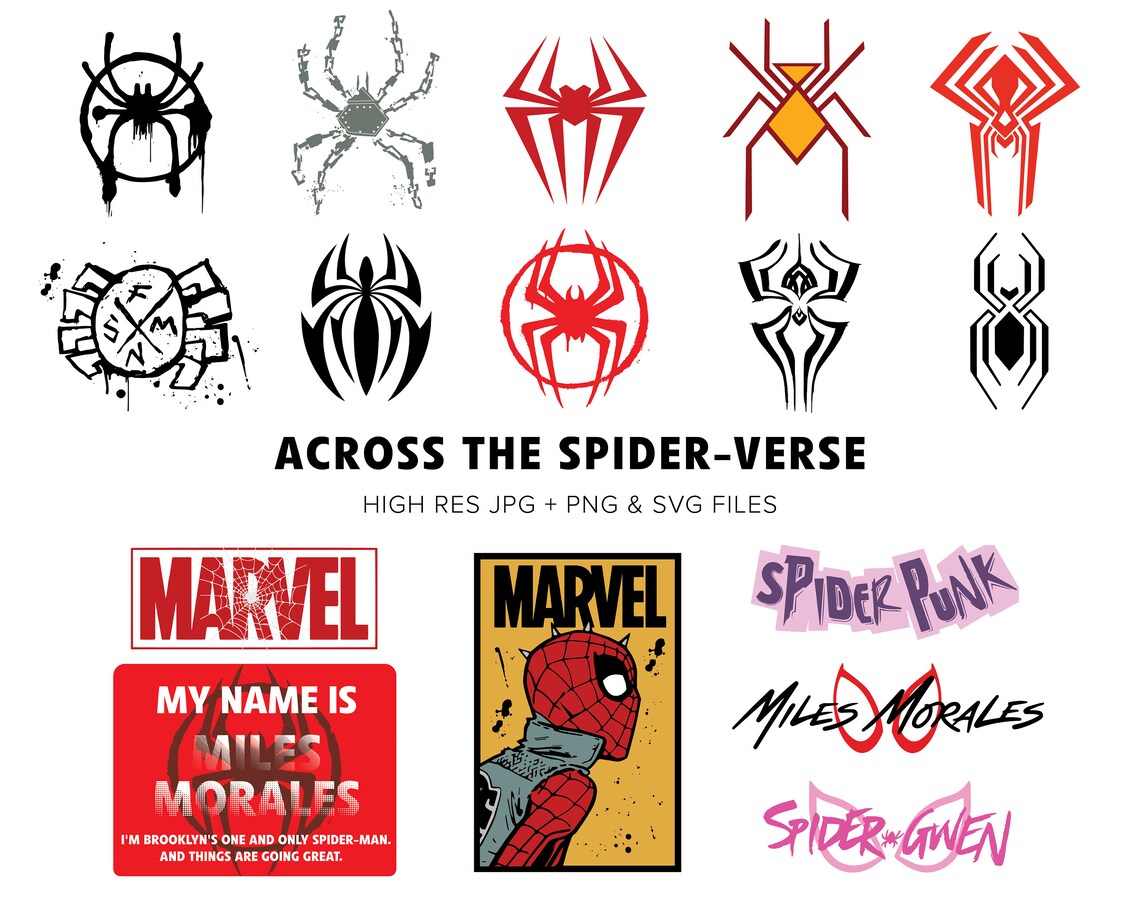 Spiderman Across the Spider Verse Logos 20 High Quality SVG/JPG/PNG ...
