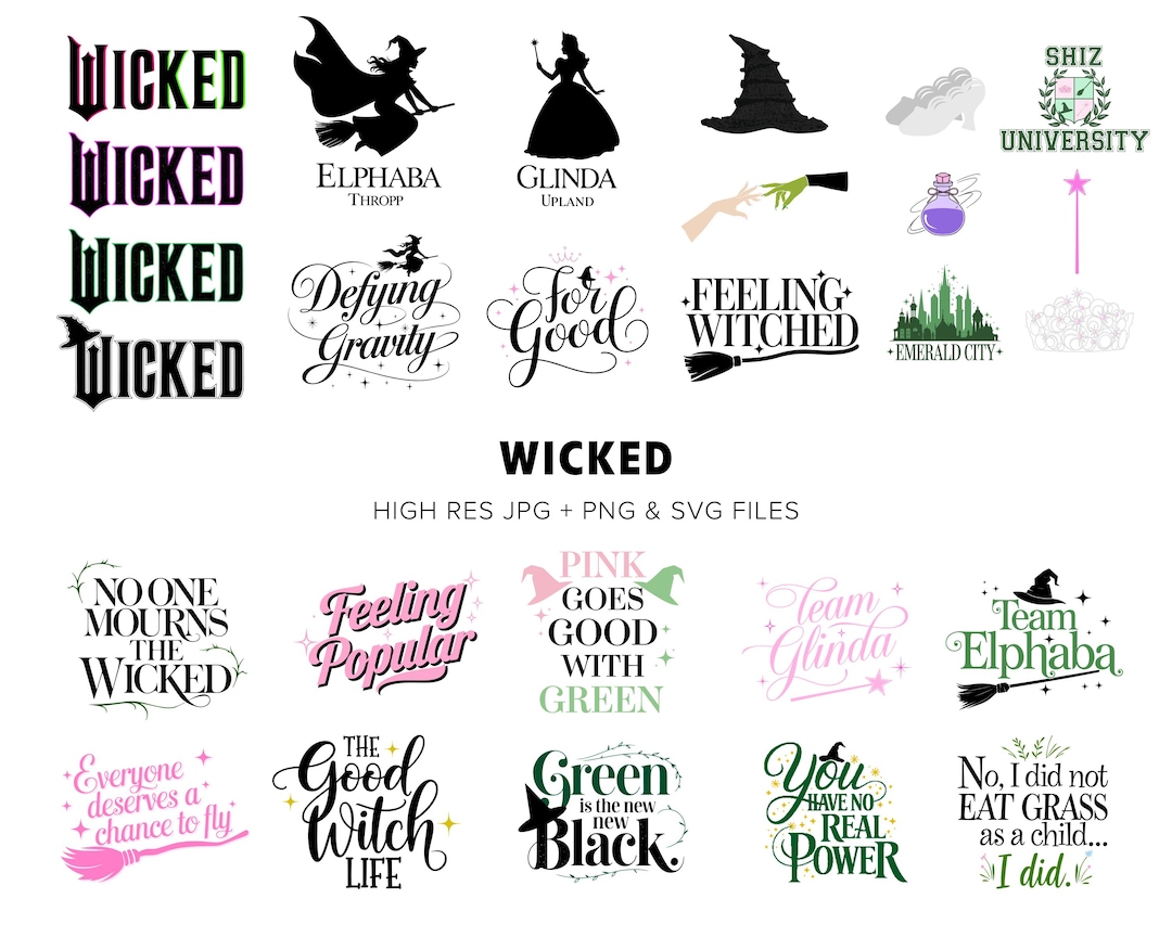 Wicked - 20+ High Quality Svgs - Wicked Movie 2024 - Wicked Musical ...