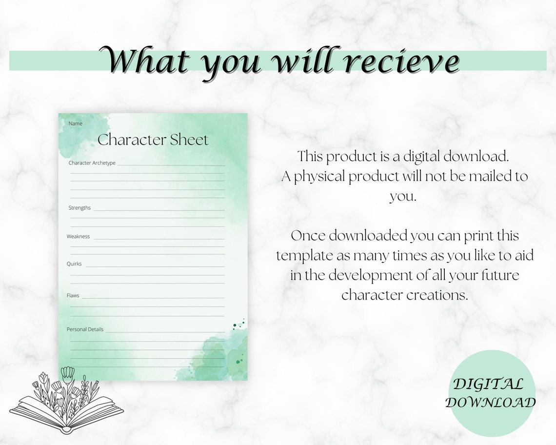 Character Planning Sheet for Authors and Writers, Character Development ...