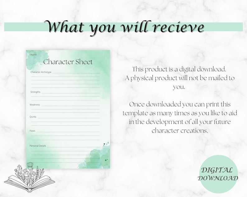 Character Planning Sheet for Authors and Writers, Character Development ...