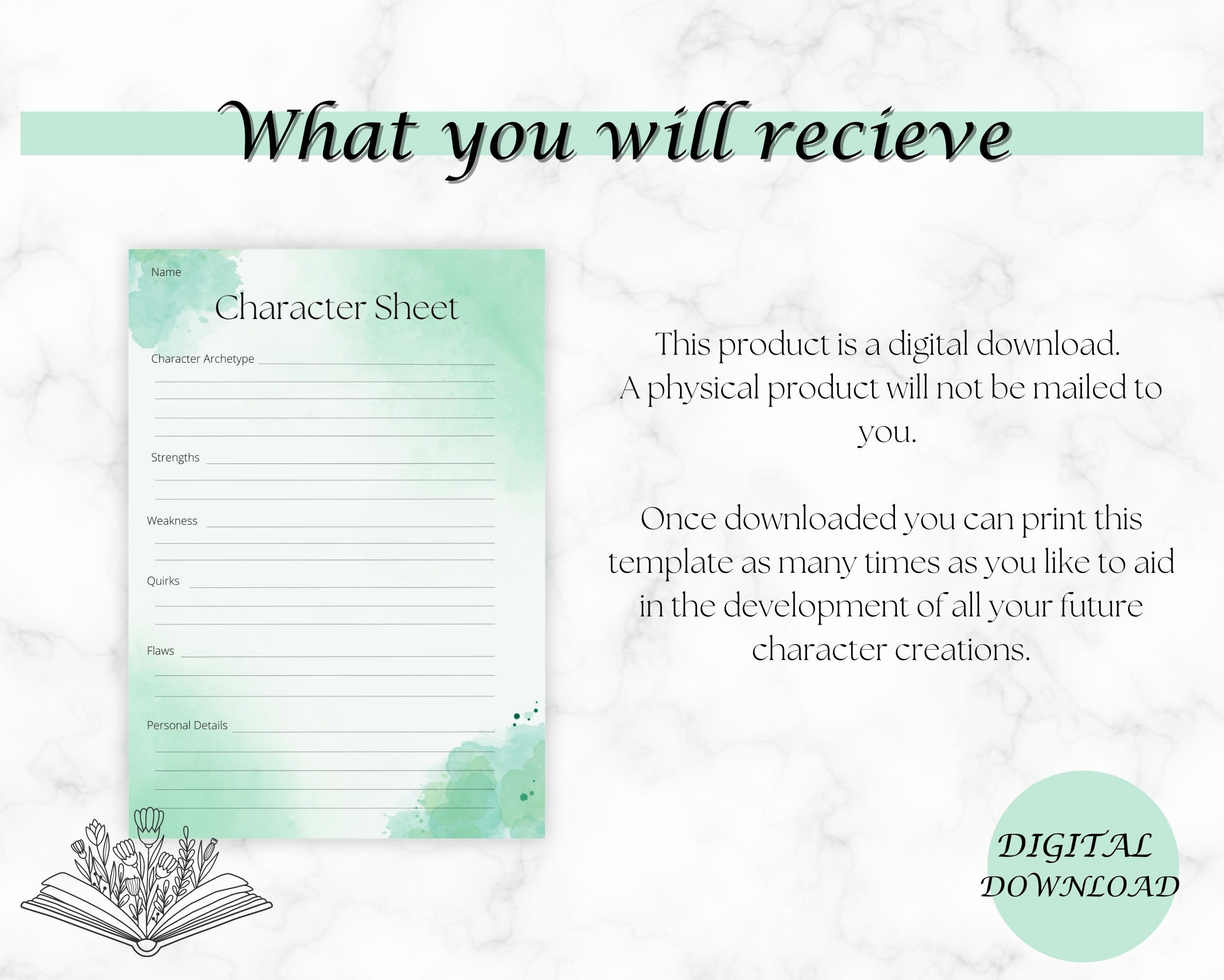 Character Planning Sheet for Authors and Writers, Character Development ...