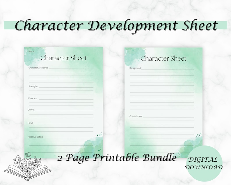 Character Planning Sheet for Authors and Writers, Character Development ...