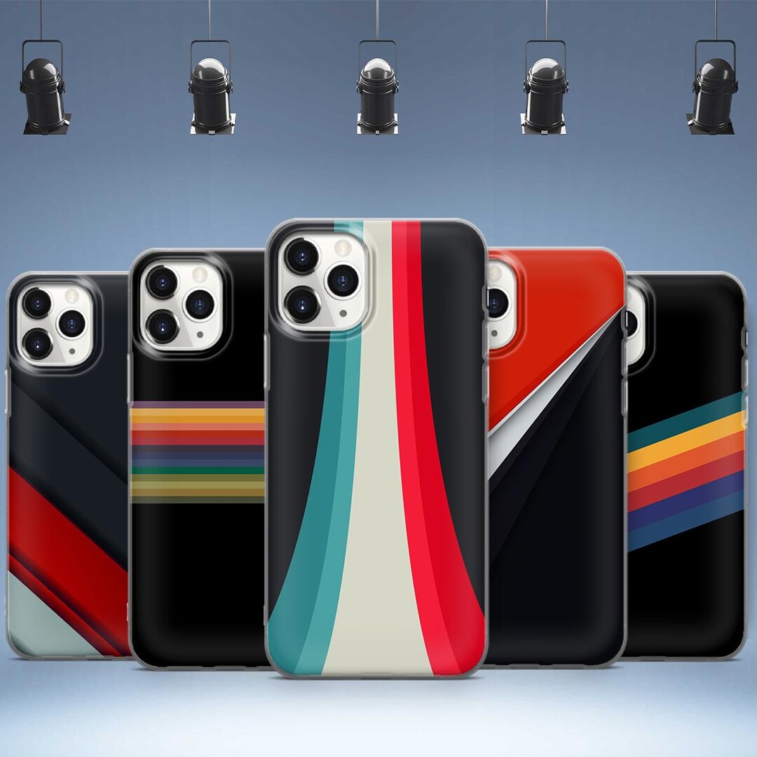 Vintage Banner Retro Sticker Stripes Phone Case for iPhone 16 15 14 13 ...