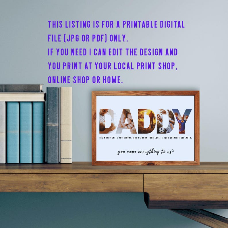 Personalized DADDY Photo Collage – Father's Day Canva Template (digital ...