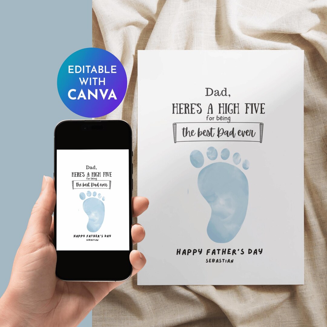Printable Father’s Day Handprint Gift – Editable Canva Template for Dad ...