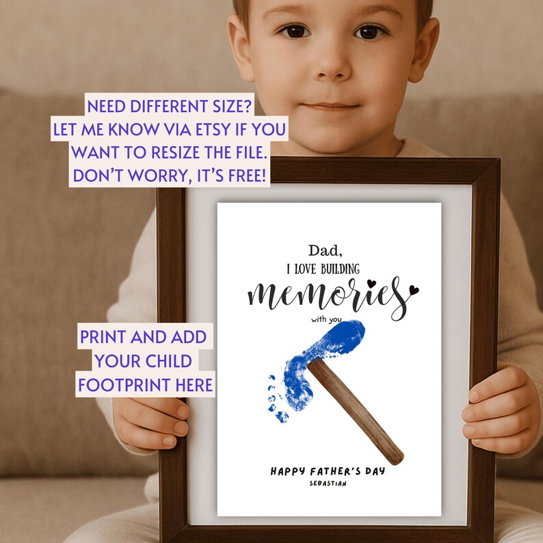 Father's Day Footprint Craft | Printable Gift for Dad | DIY "building ...