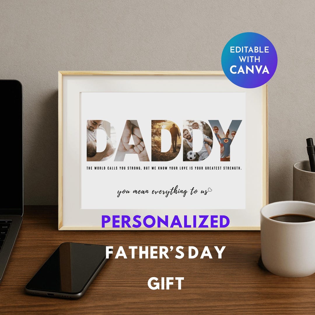 Editable Daddy Photo Collage Template – Personalized Father’s Day Gift ...