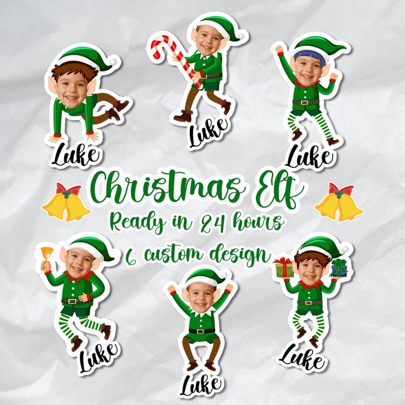 Custom Photo Christmas Elf – Xmas Elf Face Ornament | Cupcake Topper ...