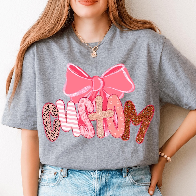 Custom Name Bow PNG, Pink Preppy Design (digital Download) - Etsy Australia