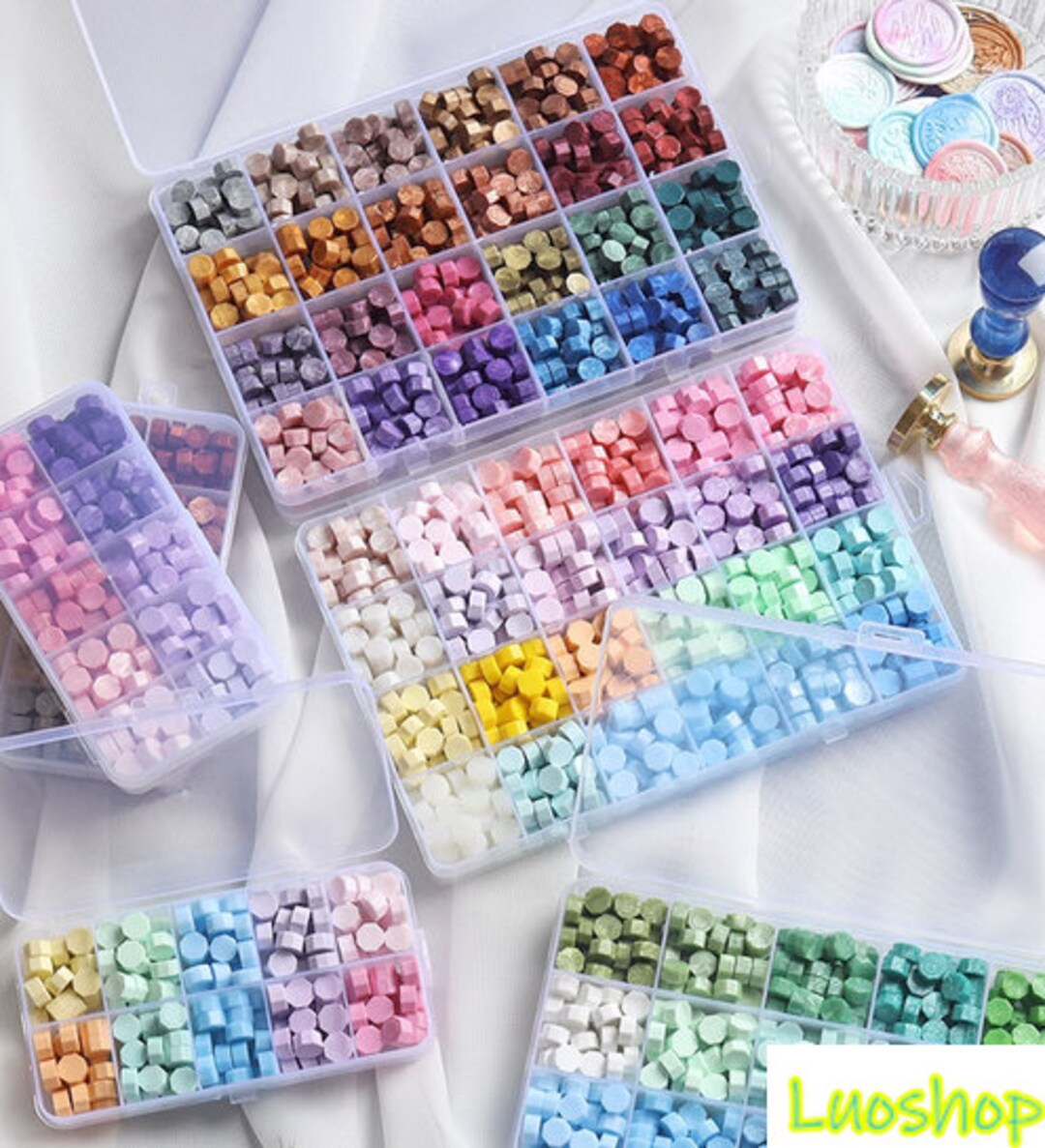 300PCS Mixed Color Lacquer Wax Pellet Set/octagonal Fire Lacquer Wax ...