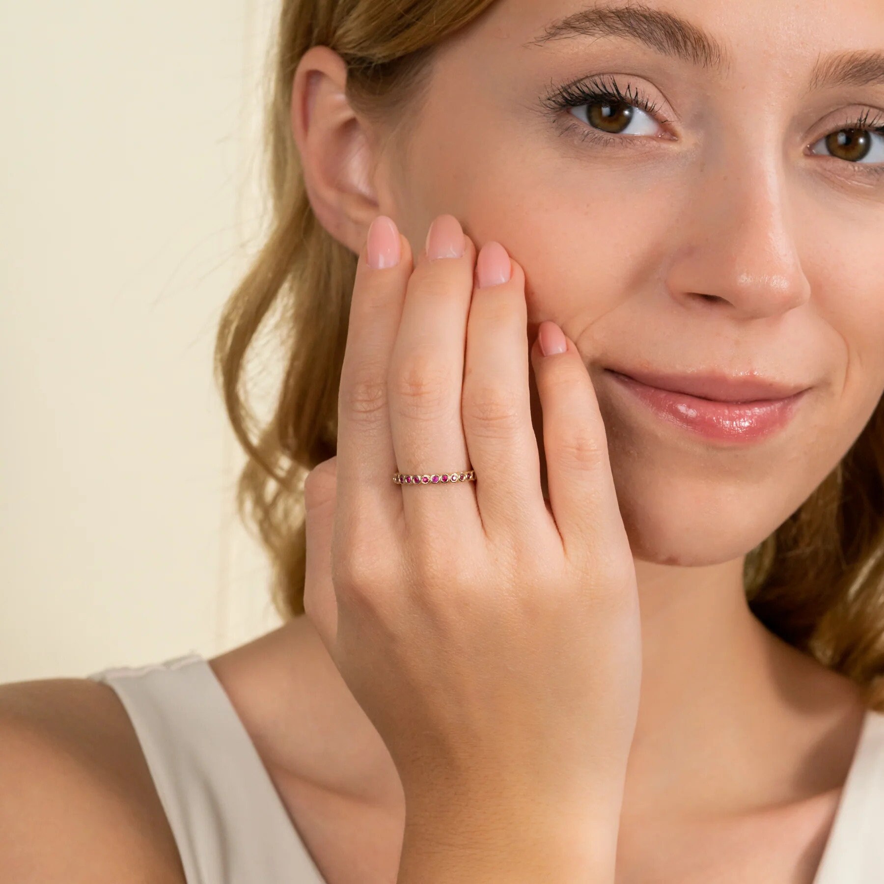 Ruby Eternity Band, Bezel Set Band, 14K Solid Gold Full Eternity Ring ...