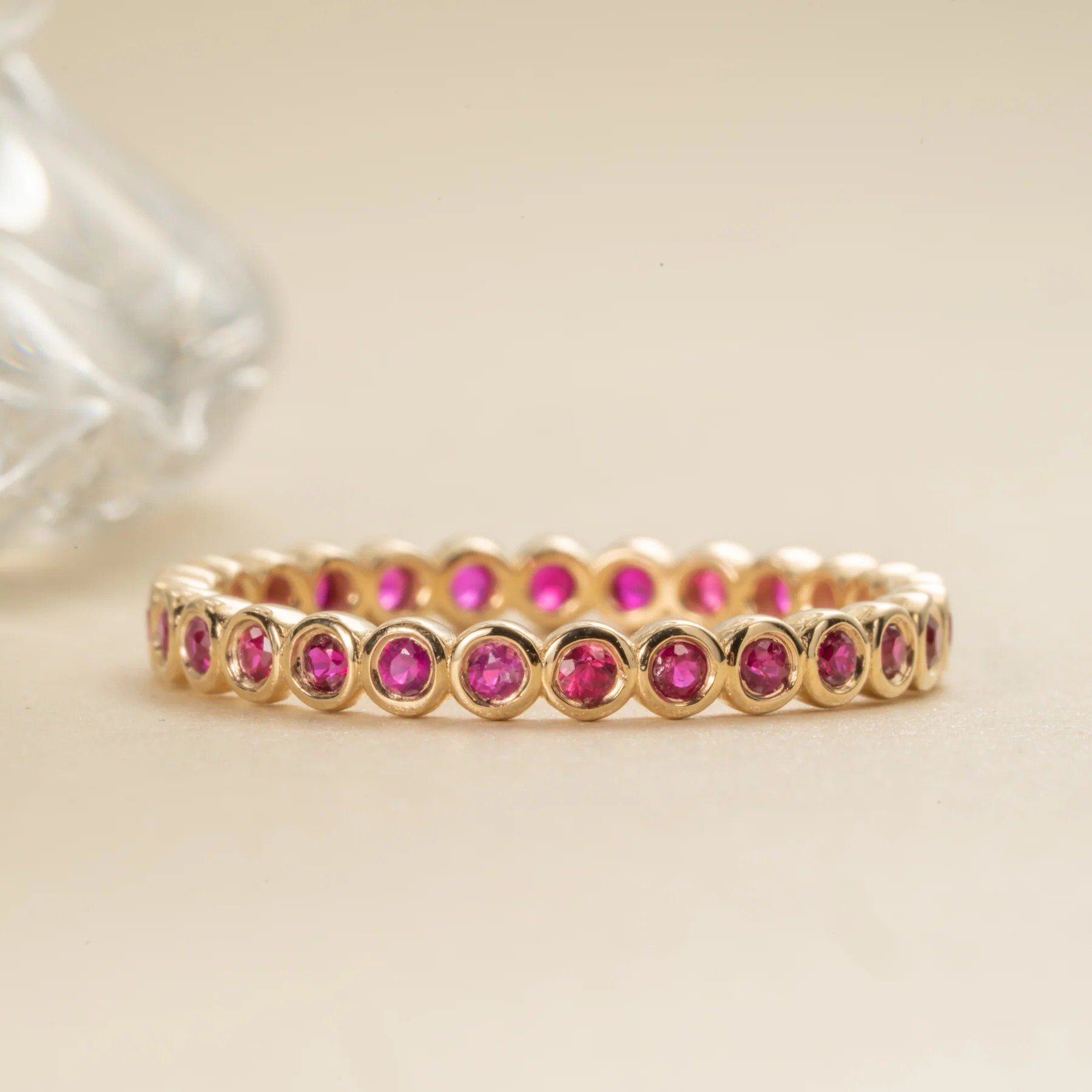 Ruby Eternity Band, Bezel Set Band, 14K Solid Gold Full Eternity Ring ...