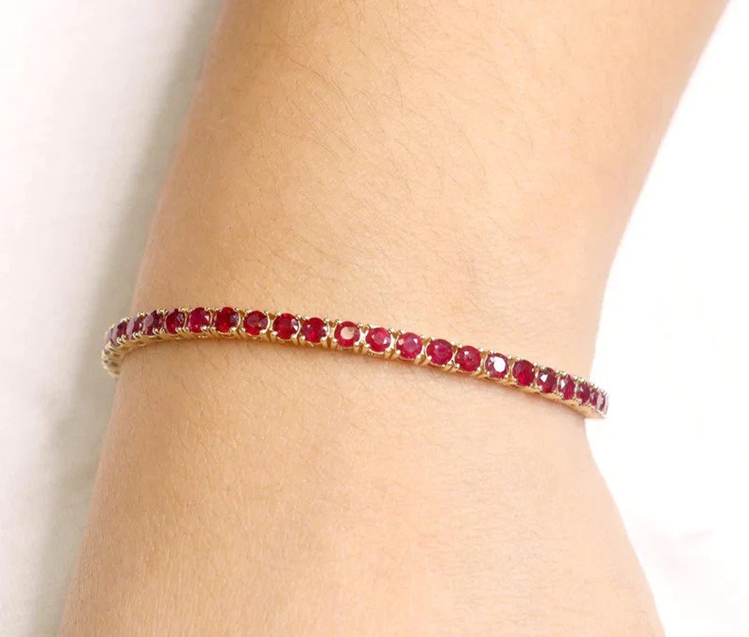 14K Ruby Tennis Bracelet,14k Gold Ruby Bracelet,14k Prong Set Ruby Tennis Bracelet, Layering ...