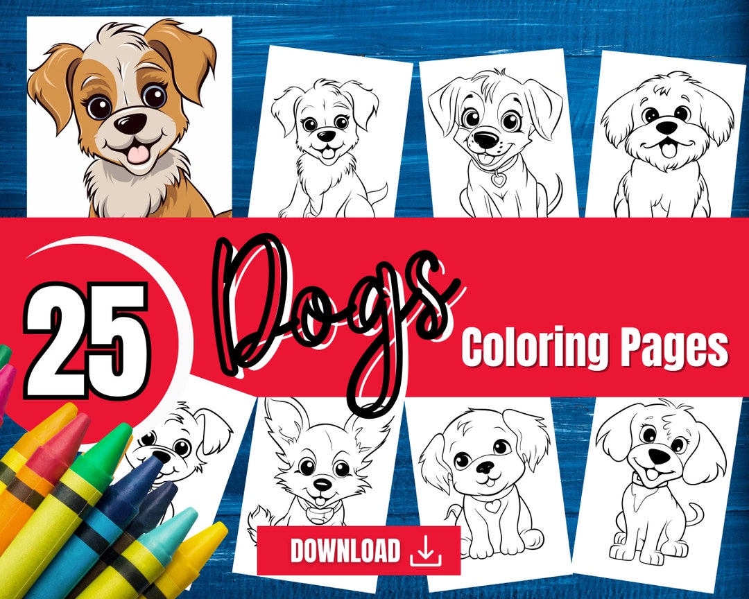 25 Cute Dogs to Color Coloring Pages for Children Download PDF DIN A4 ...