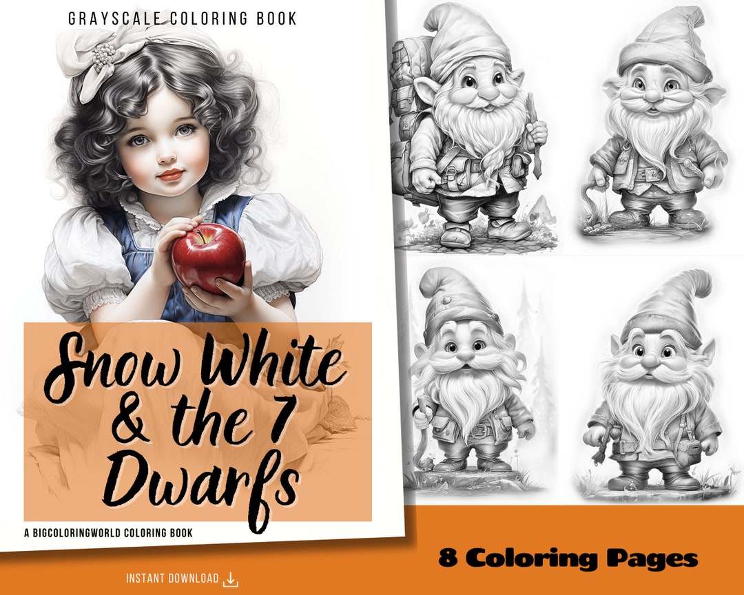 Snow White and the 7 Dwarfs Coloring Pages for Adults & Kids Printable ...