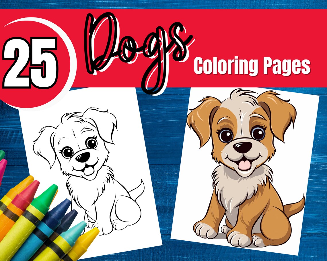 25 Cute Dogs to Color Coloring Pages for Children Download PDF DIN A4 ...