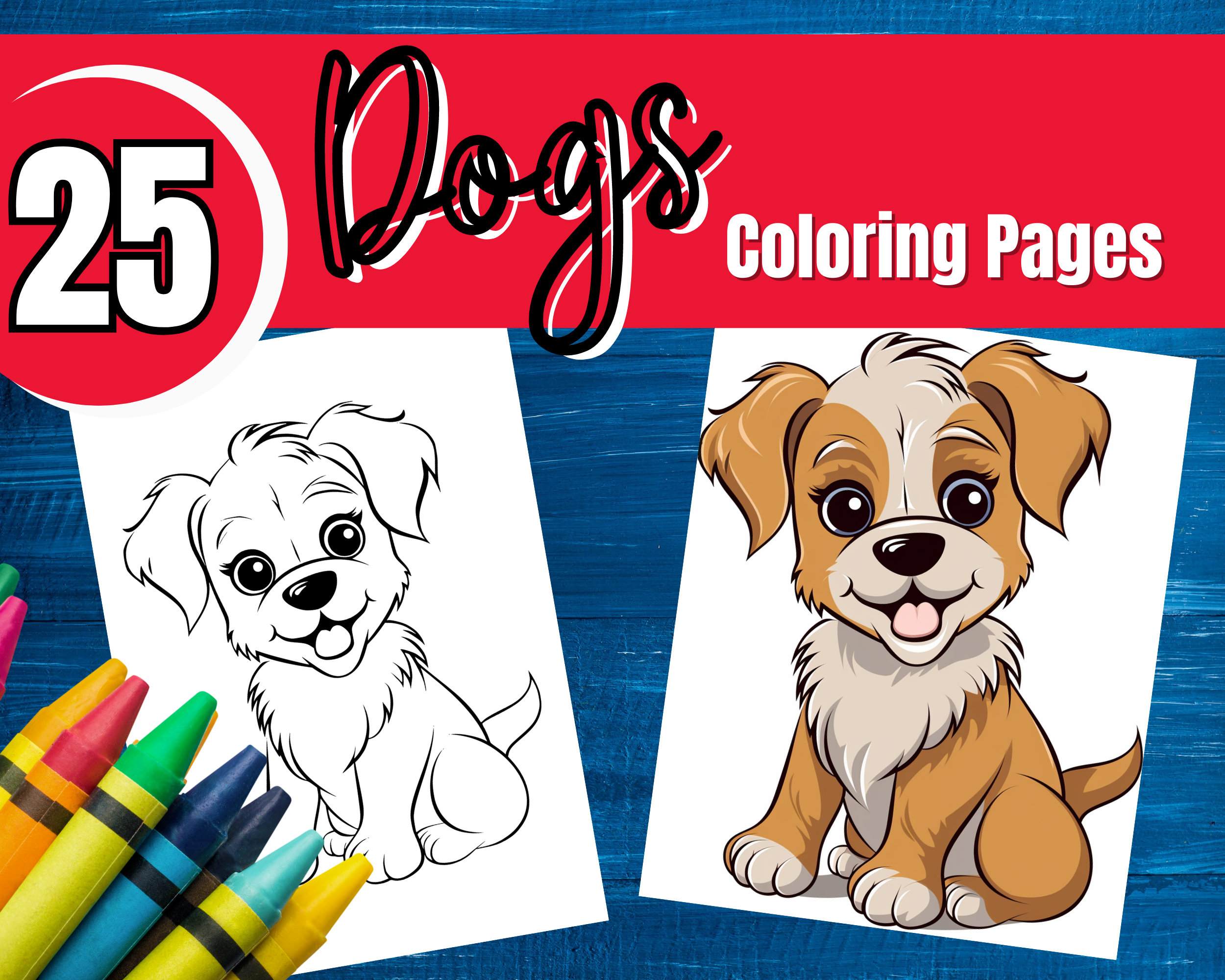 25 Cute Dogs to Color Coloring Pages for Children Download PDF DIN A4 ...