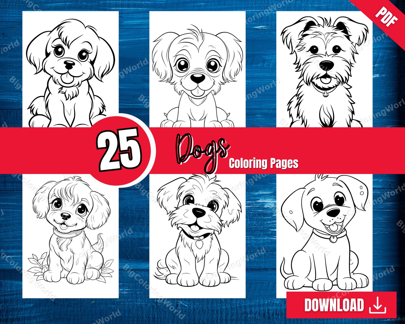25 Cute Dogs to Color Coloring Pages for Children Download PDF DIN A4 ...
