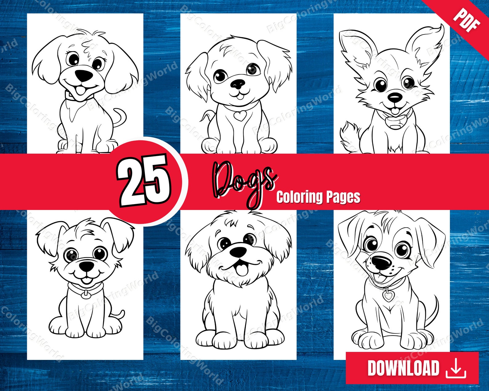 25 Cute Dogs to Color Coloring Pages for Children Download PDF DIN A4 ...