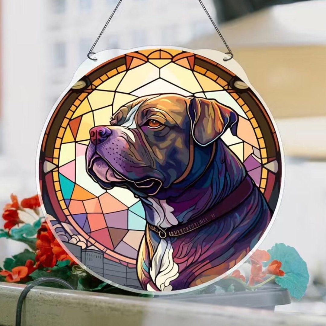 Pitbull Pittie Pitty Bully Stained Glass Ornament Sun Catcher - Etsy