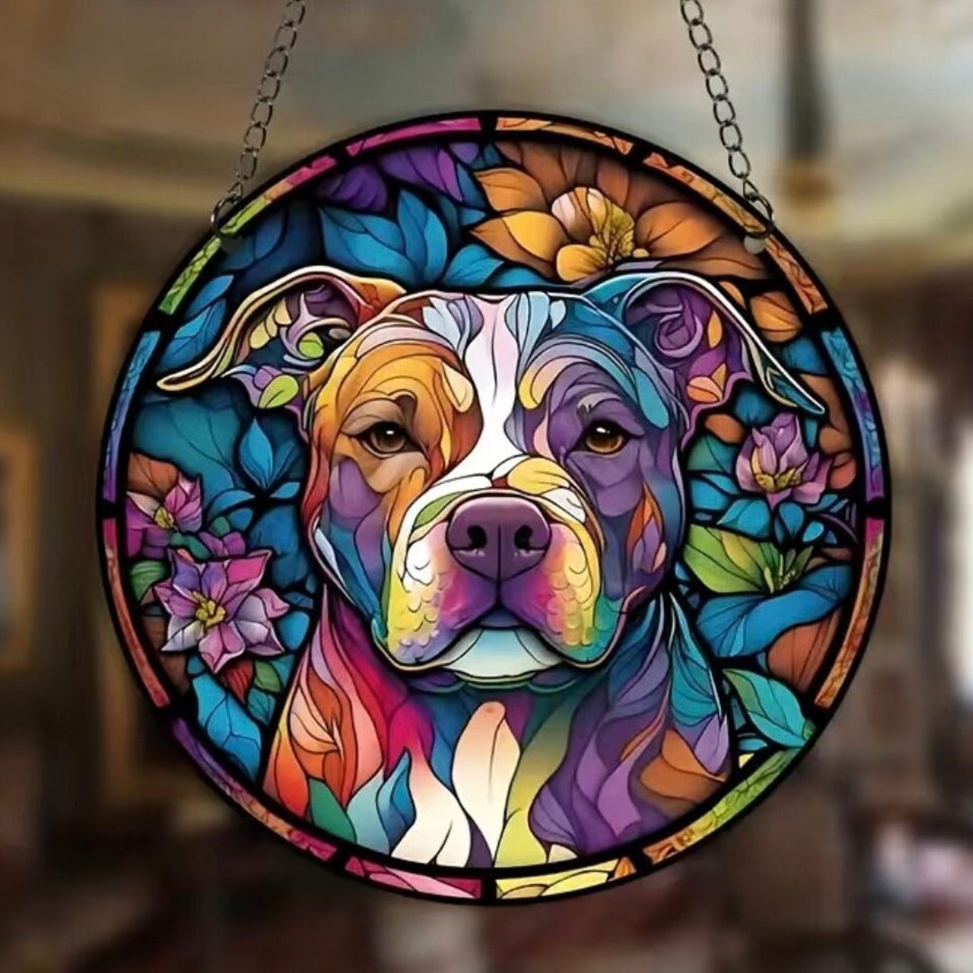 Pitbull Pittie Pitty Bully Stained Glass Ornament Sun Catcher - Etsy