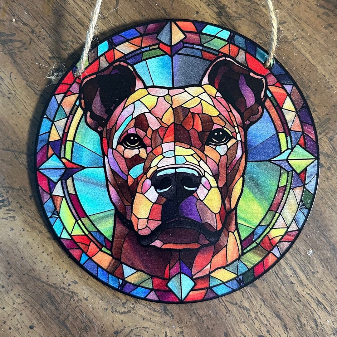 Pitbull Pittie Pitty Bully Stained Glass Ornament Sun Catcher - Etsy