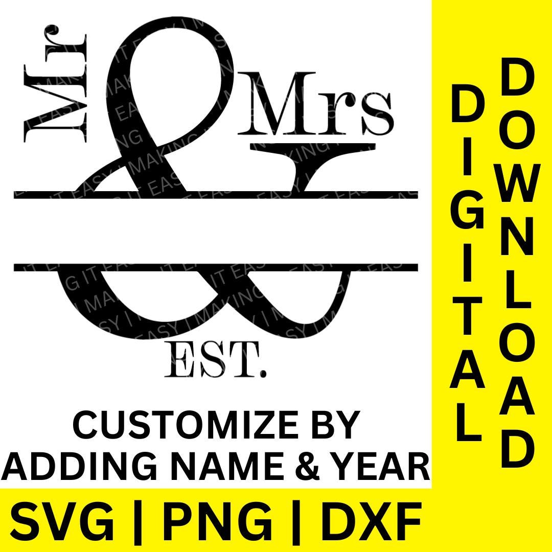 Mr and Mrs Design, Split Monogram, Wedding Monogram, Wedding Sign ...