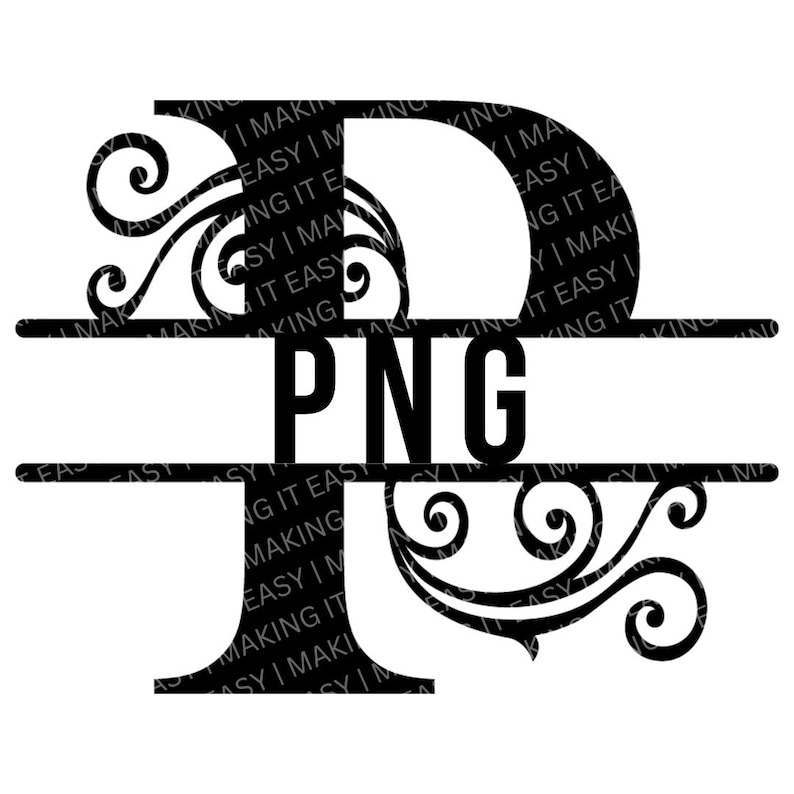 Swirl Split Monogram Svg, Dxf, Png, and Eps, Split Monogram Alphabet ...