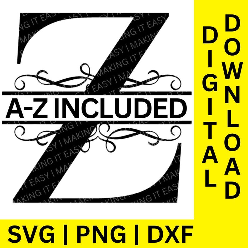 Split Monogram SVG/DXF/PNG, Split Monogram Alphabet, Family Name ...