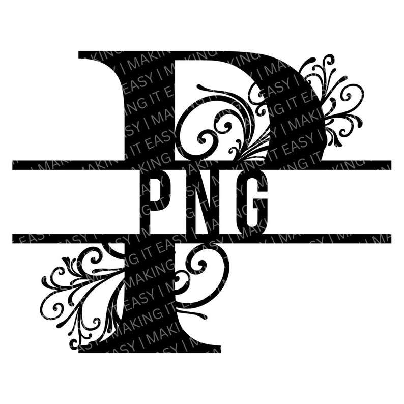 Floral Swirl Split Monogram Svg Dxf Png Eps, Split Monogram Alphabet, Family Name Monogram ...