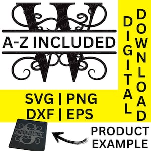 Split Monogram Svg, Dxf, Png, and Eps, Split Monogram Alphabet, Family ...