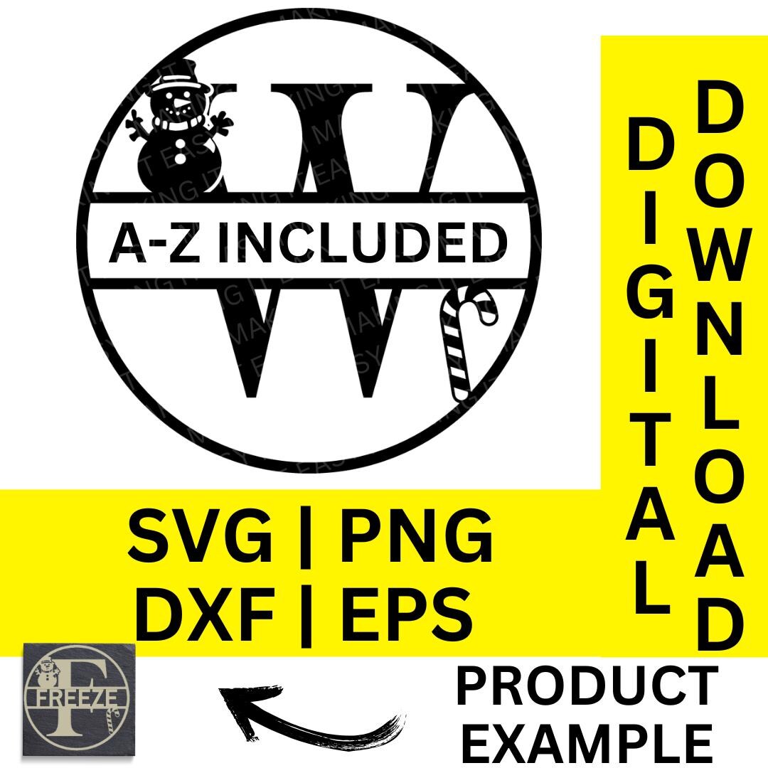 Snowman Split Monogram Svg, Dxf, Png, and Eps, Split Monogram Alphabet ...