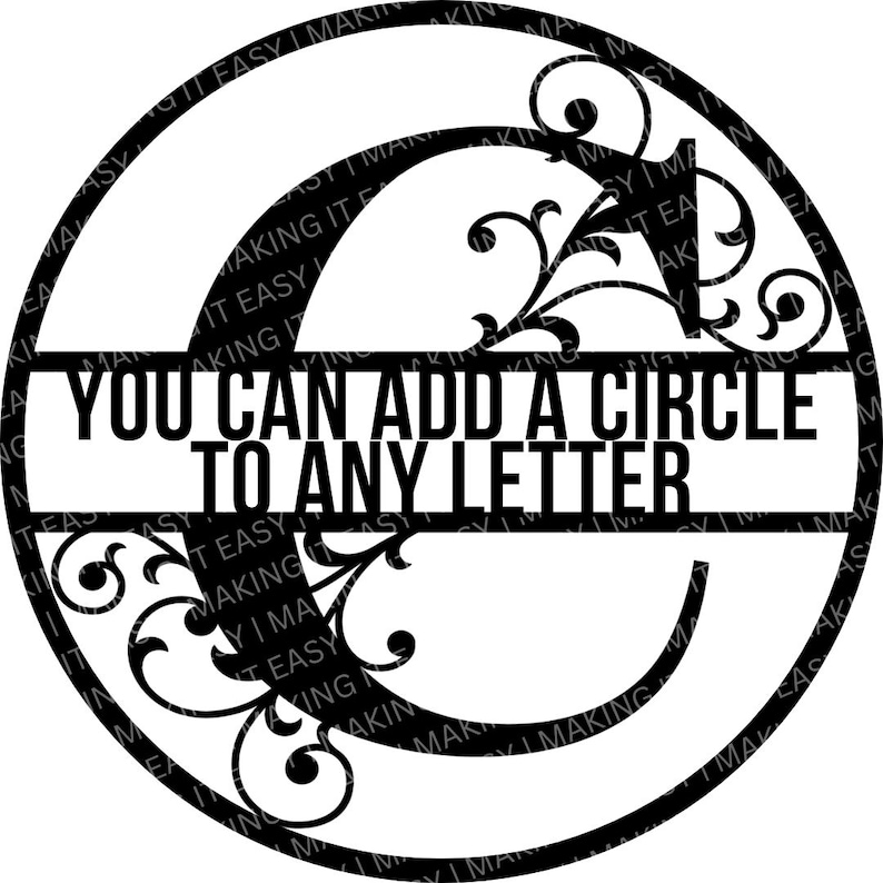 Floral Swirl Split Monogram Svg Dxf Png Eps, Split Monogram Alphabet ...